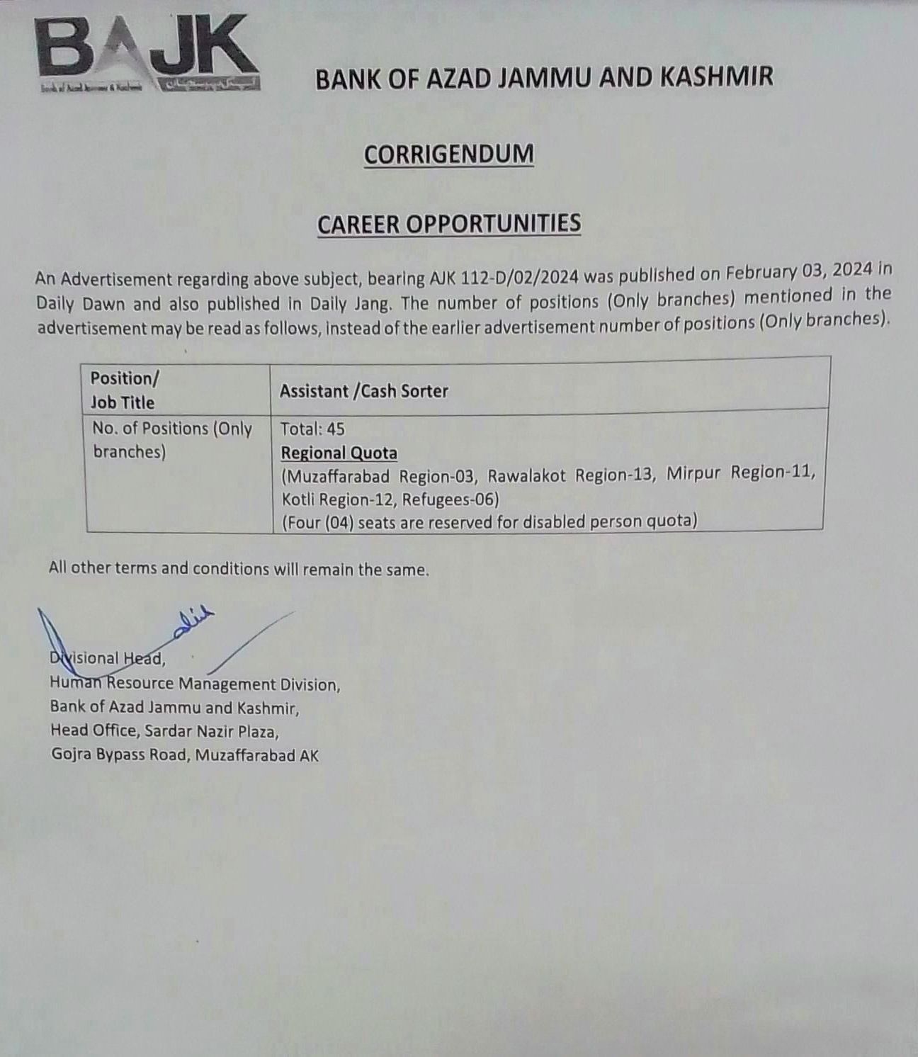 Bank of AJK